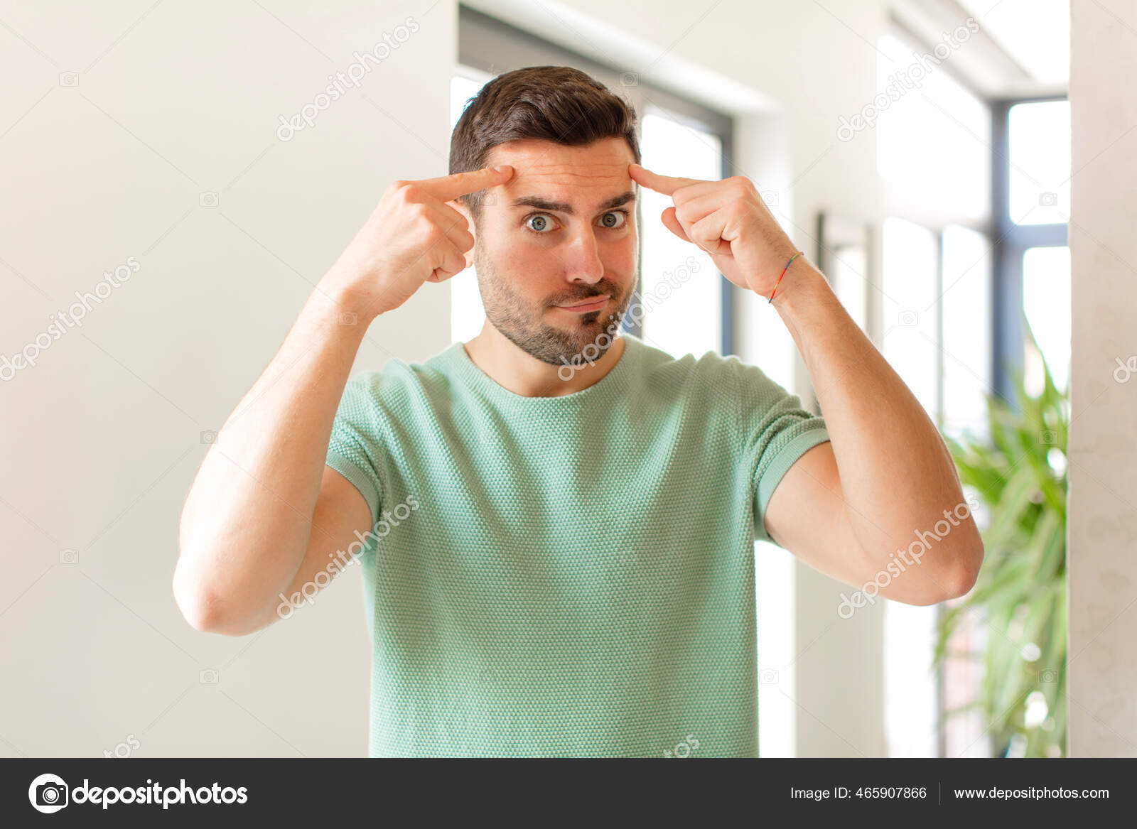 Handsome Man Serious Concentrated Look Brainstorming Thinking ...