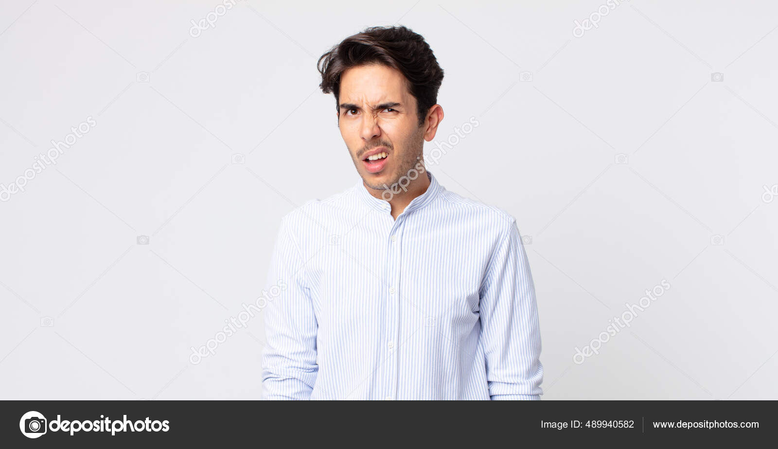 Hispanic Handsome Man Feeling Puzzled Confused Dumb Stunned Expression ...