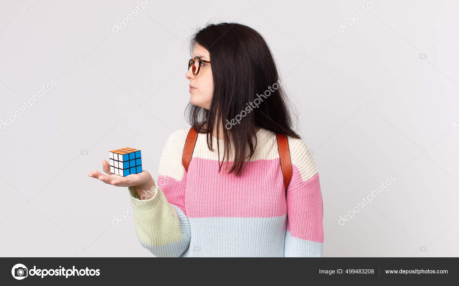 Pretty Woman Profile View Thinking Imagining Daydreaming Solving ...