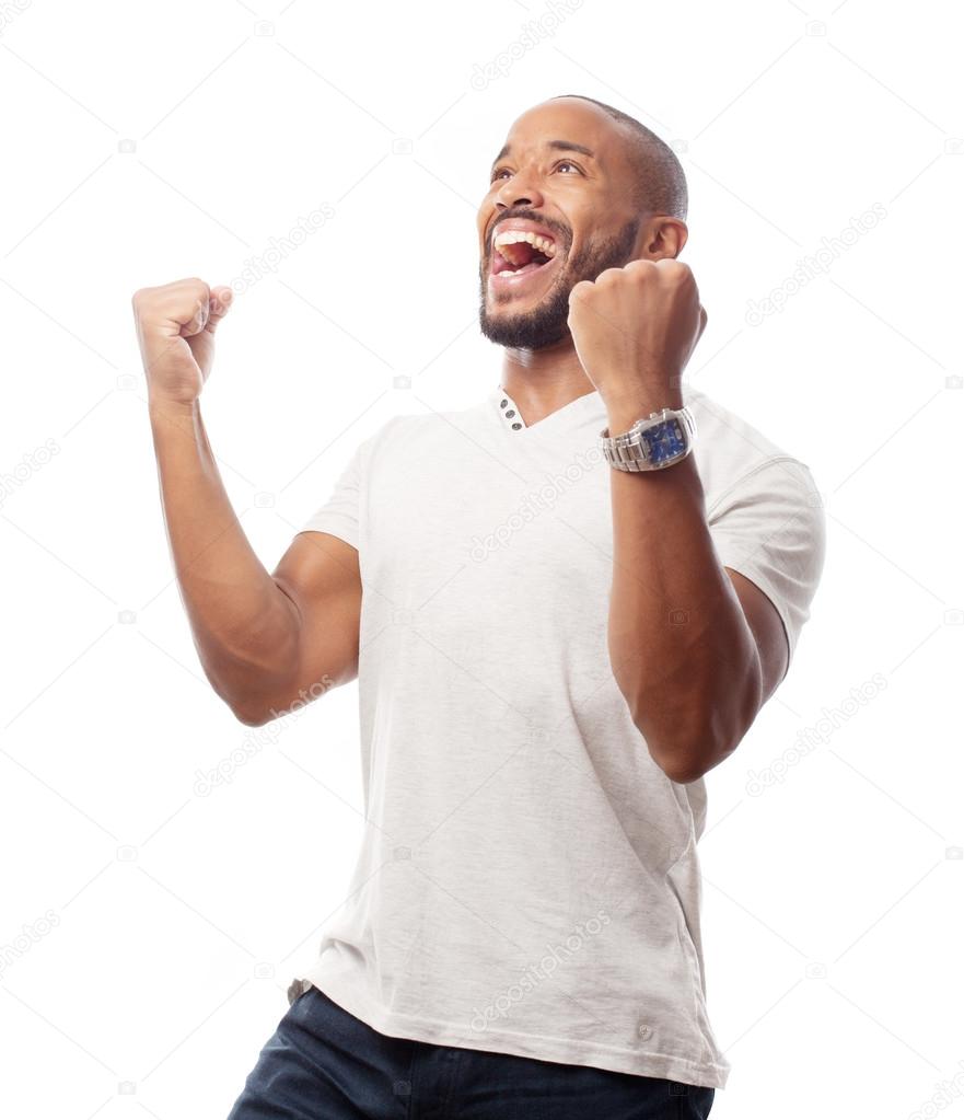 Young cool black man celebratin sign Stock Photo by ©kues 62141867
