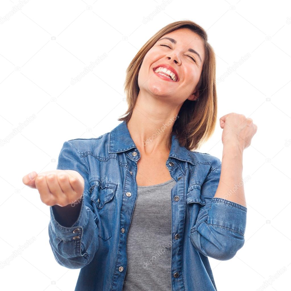 Young cool woman celebrating pose Stock Photo by ©kues 62166697