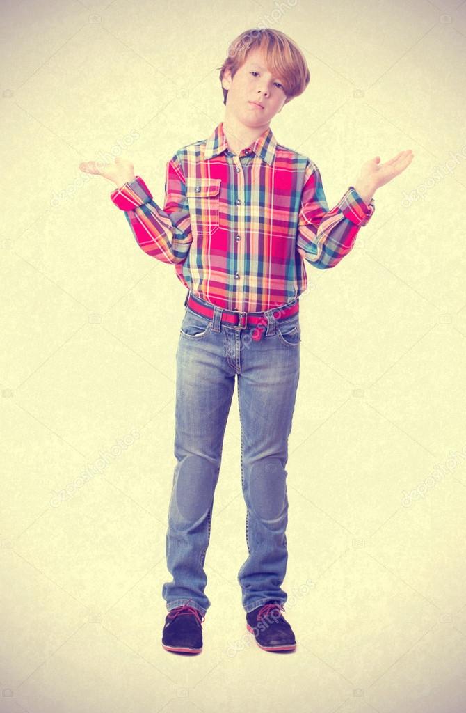Child with not knowing gesture Stock Photo by ©kues 65702639