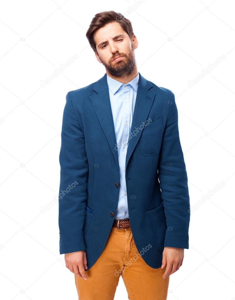 Sad businessman boring pose Stock Photo by ©kues 78186014