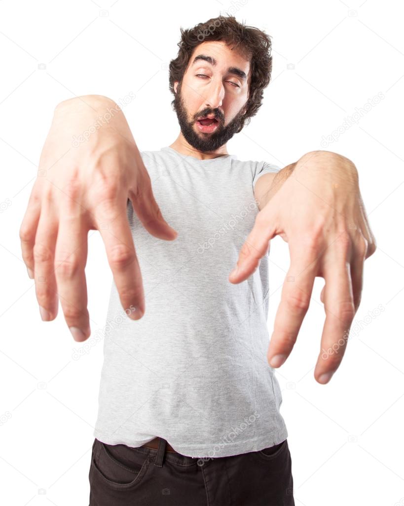 Crazy young man zombie pose Stock Photo by ©kues 83304170