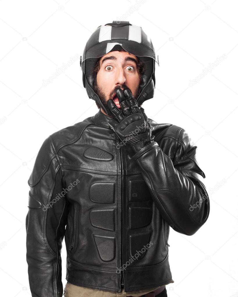Sad biker surprised — Stock Photo © kues #89024460