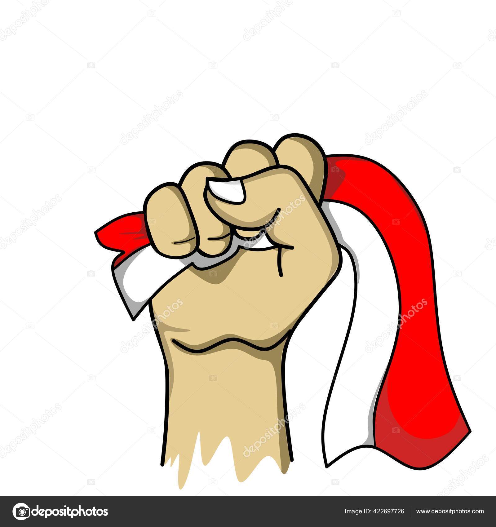 Gambar Kartun Desain Tangan Manusia Memegang Bendera Indonesia Vektor ...