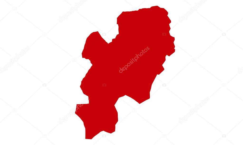 Mapa rojo de la ciudad de Daegu en Corea del Sur sobre un fondo blanco 2022