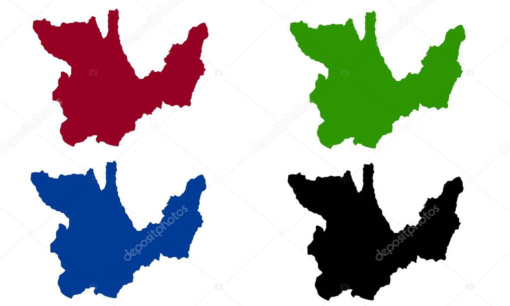 HUANUCO map silhouette on white background 2024