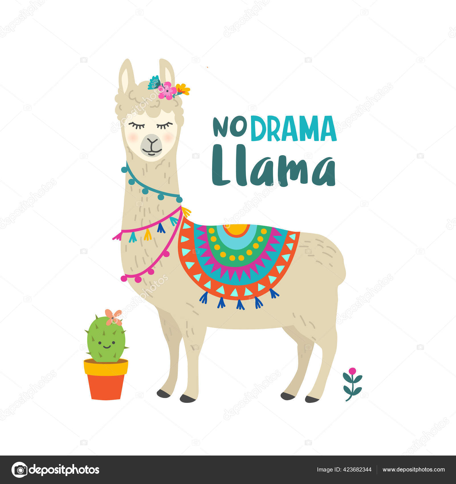 Drama Llama Colorful Cute Character Stock Vector Image by ©winkimages ...