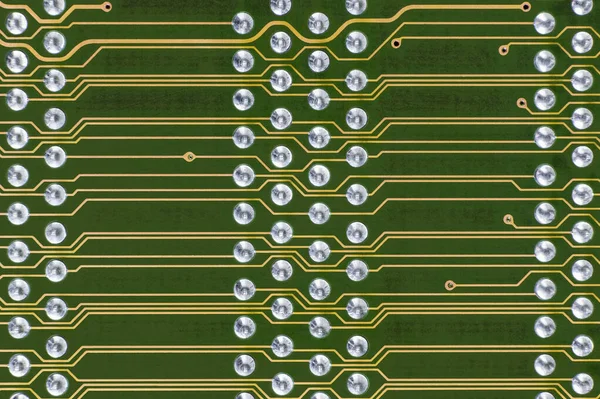 Back side of circuit board. High tech technology geometric background ...