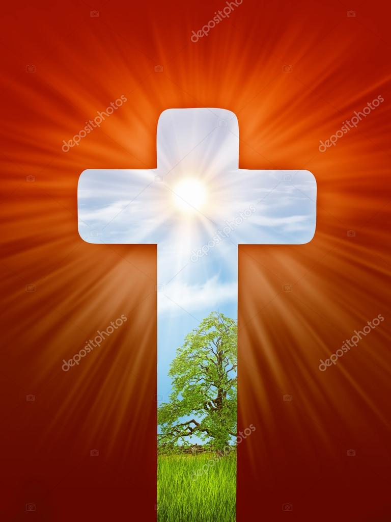 Religious illustration, cross, the light of the world Stock Photo by ...