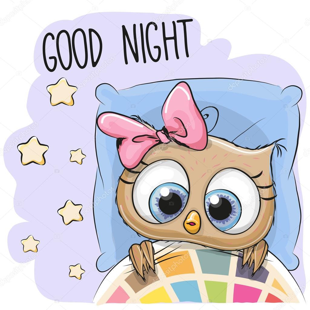 Cute Cartoon Sleeping Owl — Stock Vector © Reginast777 #105498124