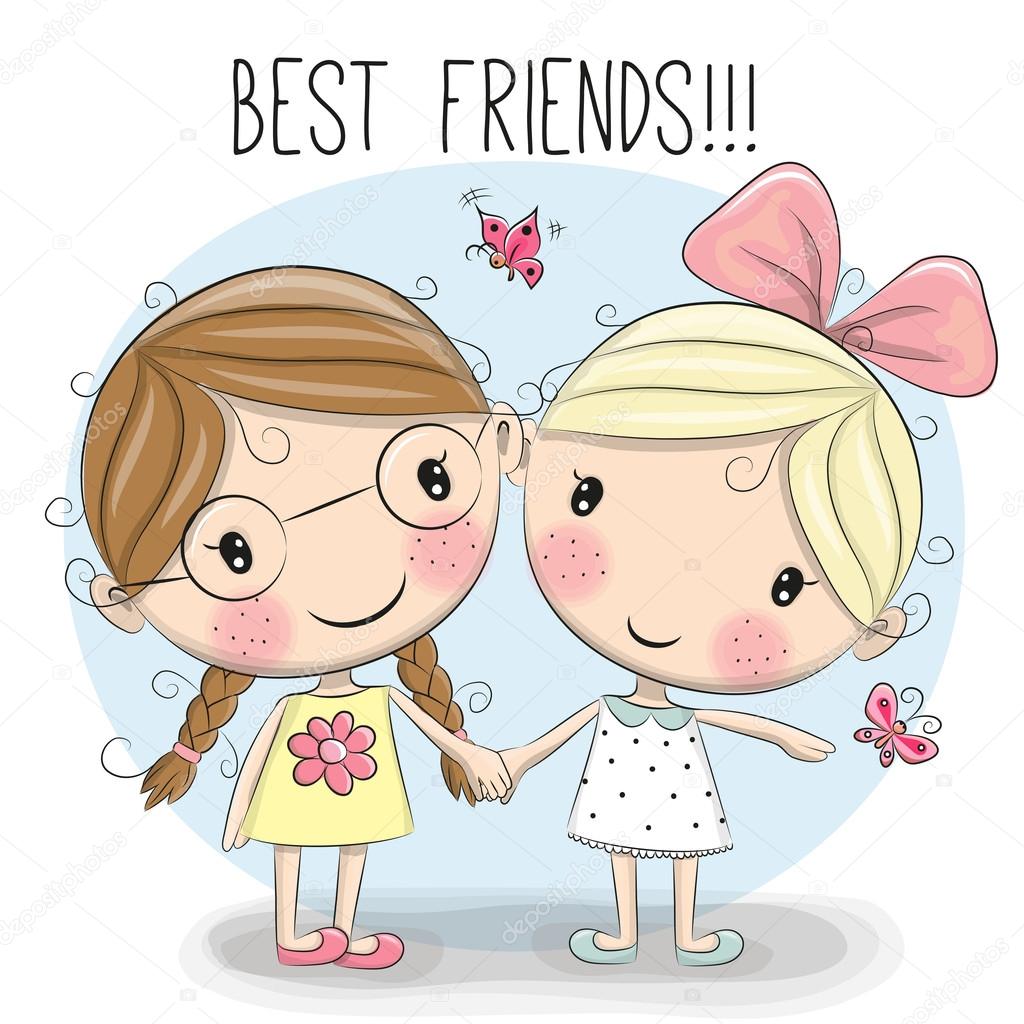 Twee Cute cartoon meisjes — Stockvector © Reginast777 #108613310