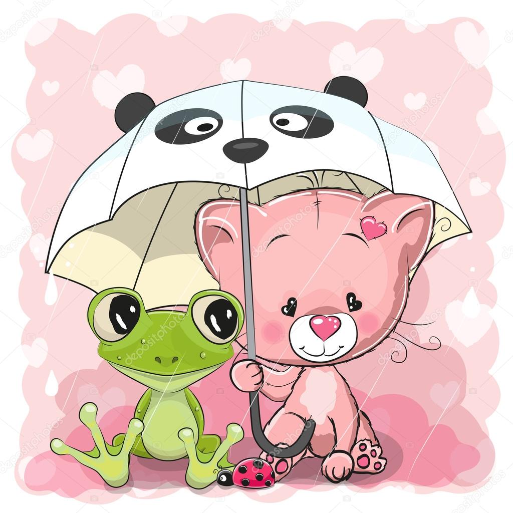 Frog and Kitten — Stock Vector © Reginast777 #120865966