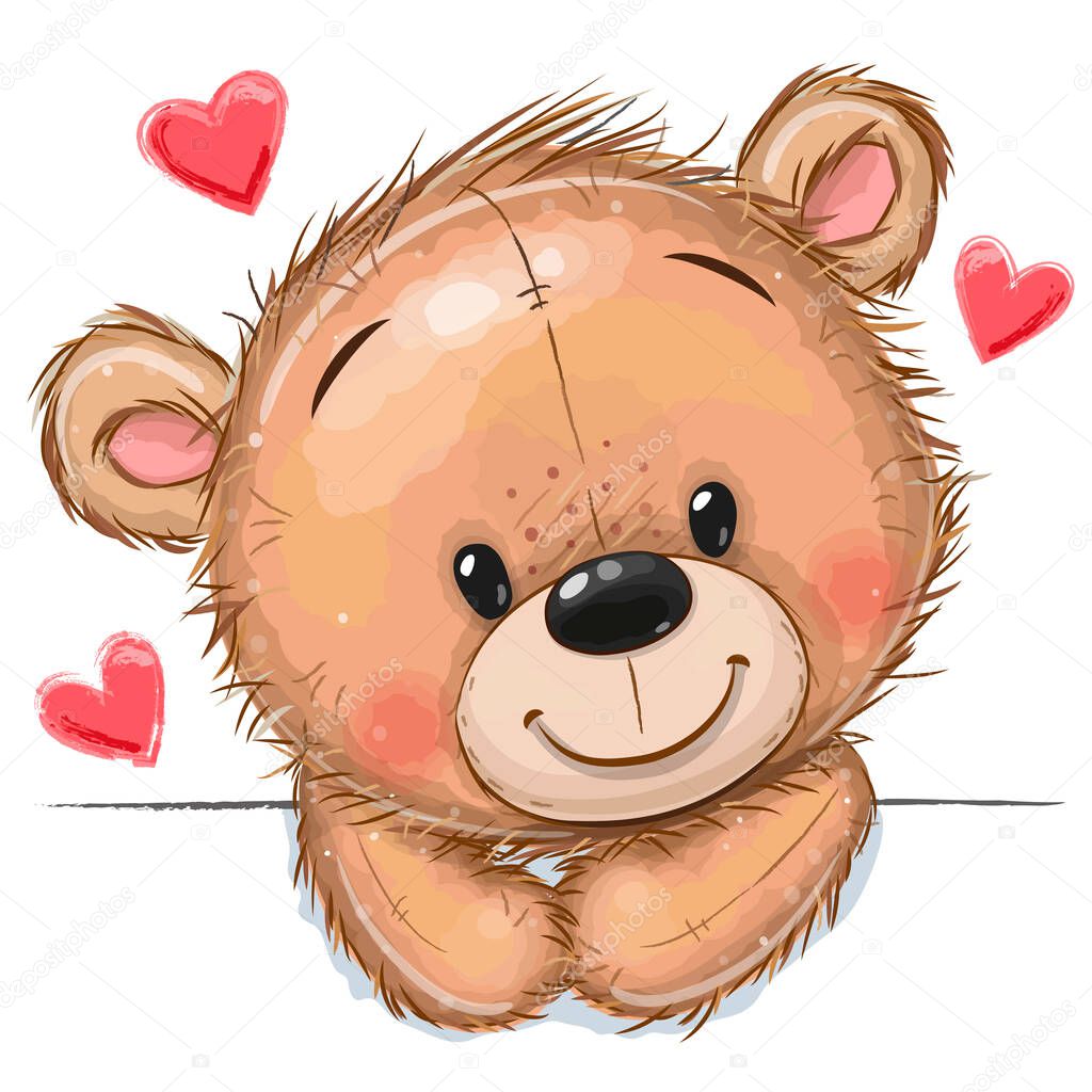 Lindo Dibujo Osito Peluche Sobre Fondo Blanco Vector de Stock de ...