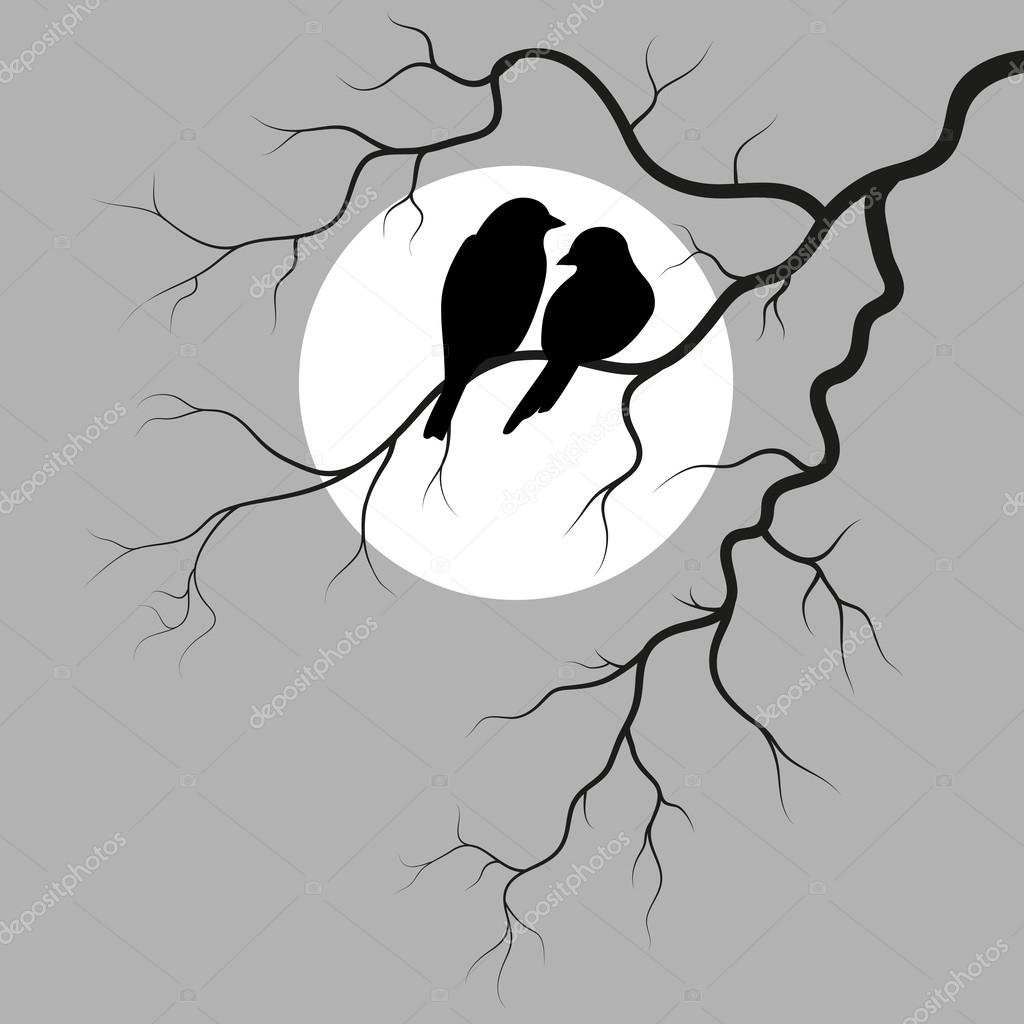 Two Birds On A Branch Drawing