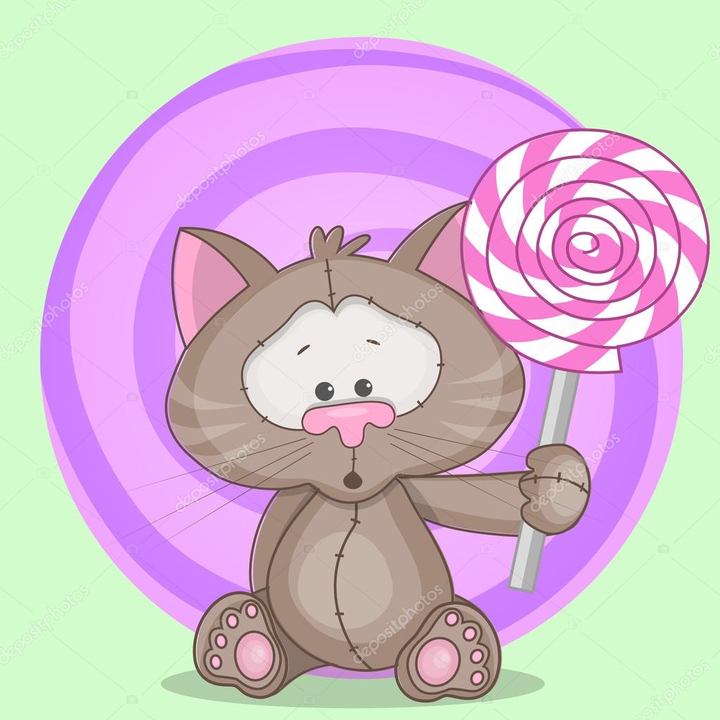 Cute Cat with candy Stock Vector by ©Reginast777 #62711269