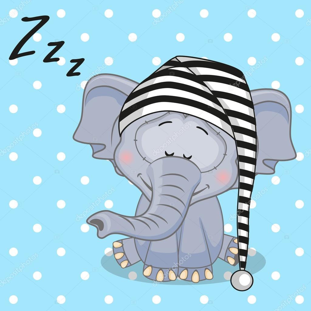 Cute Sleeping Elephant — Stock Vector © Reginast777 #62806349