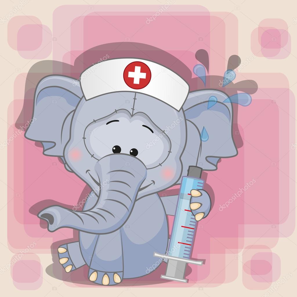 Elephant nurse a syringe — Stock Vector © Reginast777 #62952349