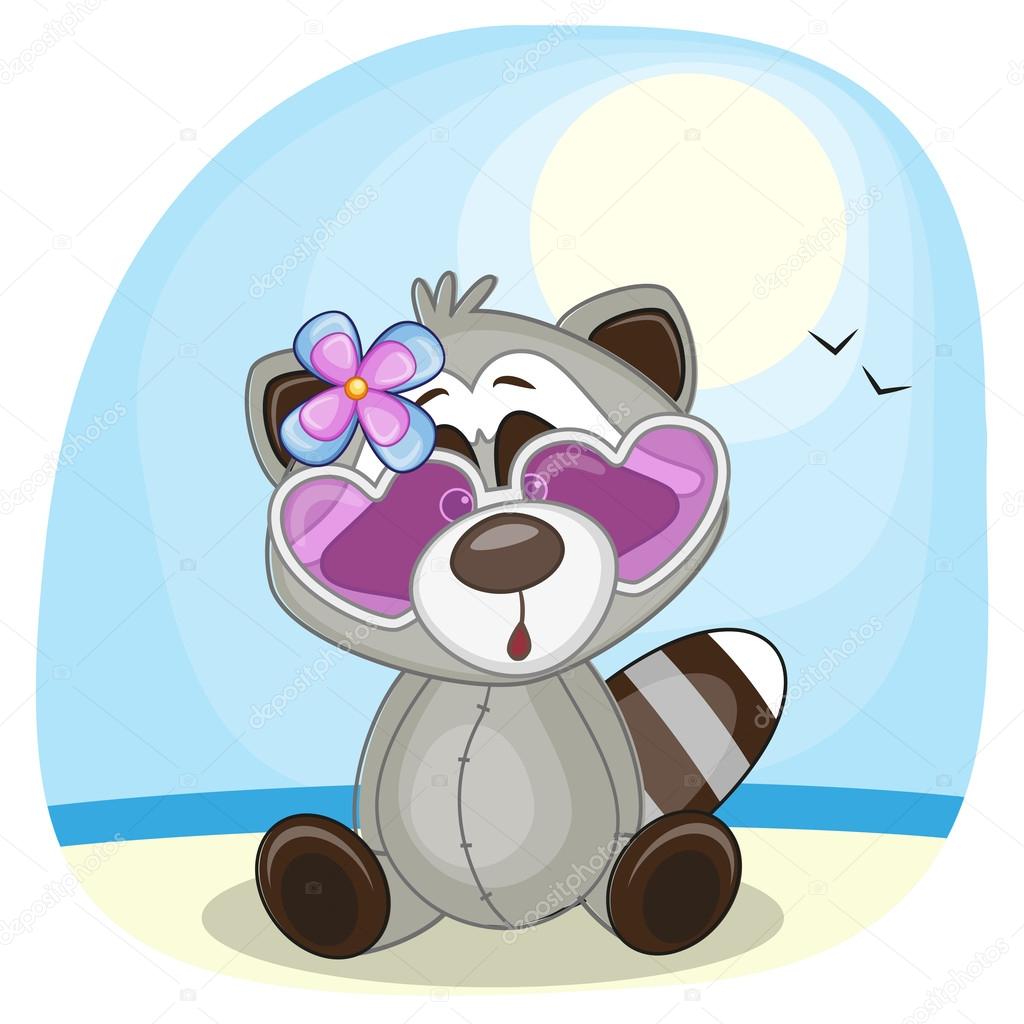 Raccoon on the beach Stock Illustration by ©Reginast777 #63652803