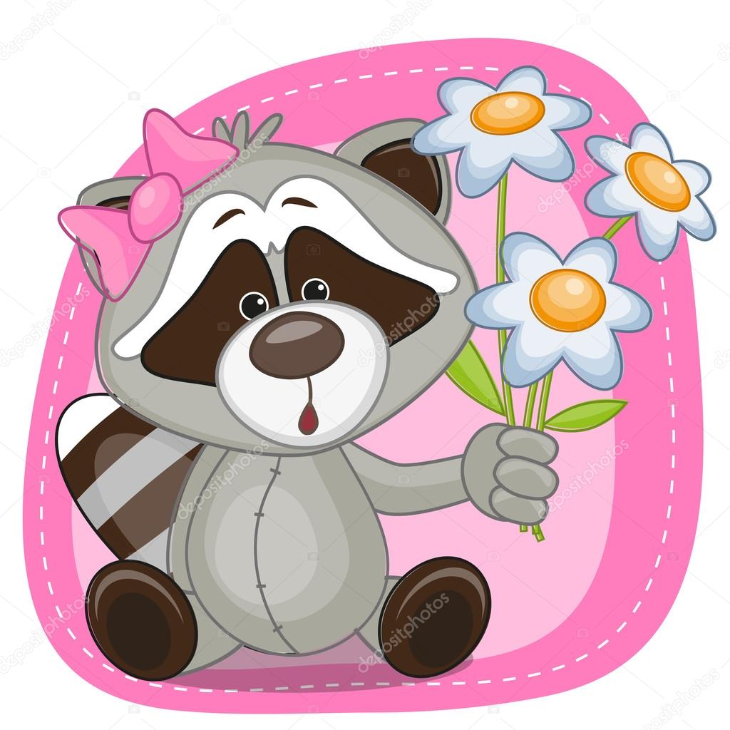 Raccoon with flowers Stock Vector Image by ©Reginast777 #63653023