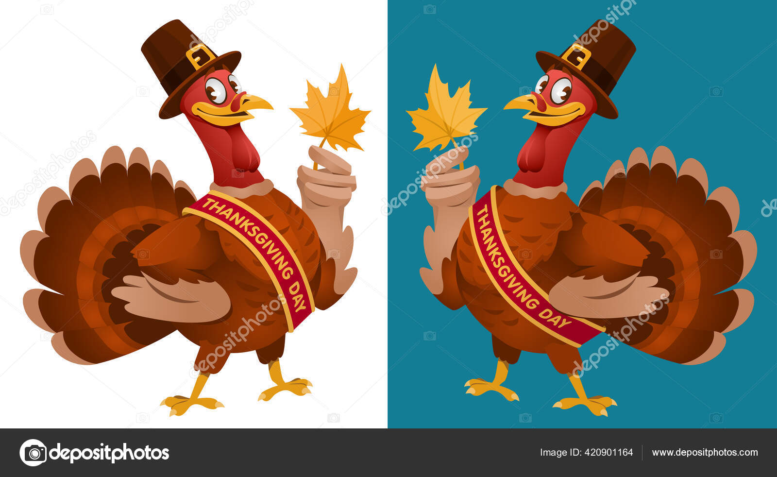 Dibujos Animados Divertidos De Pavos De Acción De Gracias