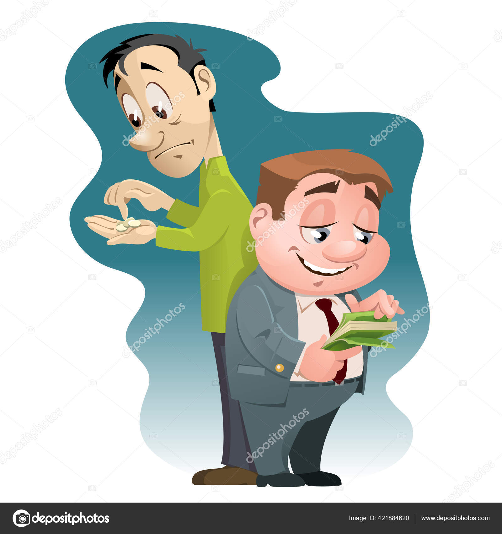 Desigualdad Riqueza Hombre Rico Hombre Pobre Ilustración Vectorial ...