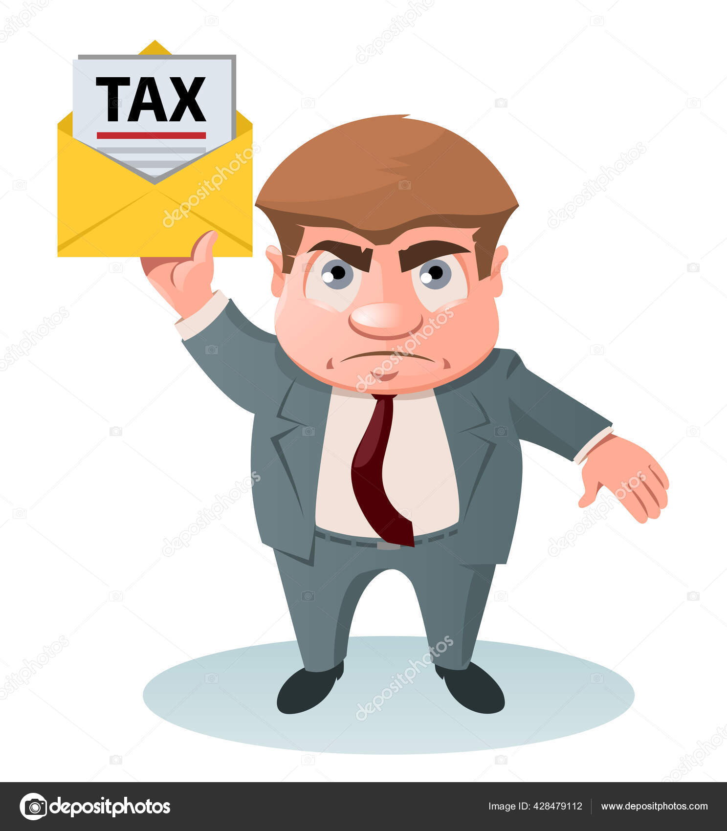 Tax Inspector Holding Tax Letter Cartoon Styled Vector Illustration ...