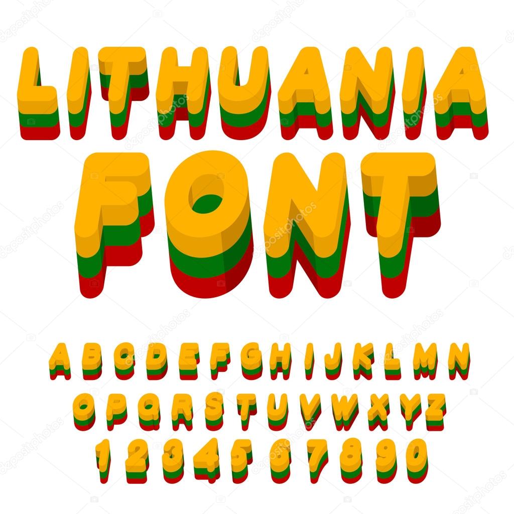 Lithuania font. Lithuanian flag on letters. National Patriotic Stock ...