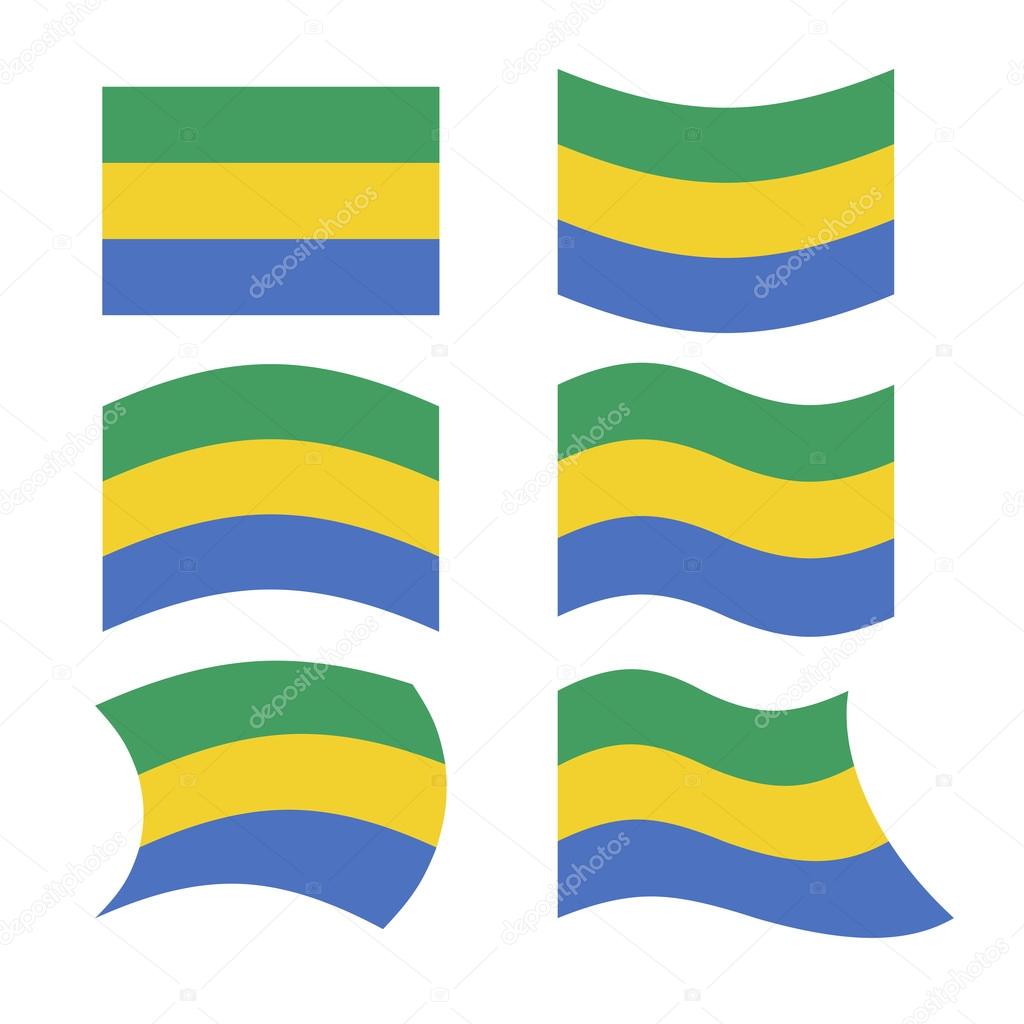 Gabon flag. Set of flags of Gabonese Republic in various forms. Stock ...
