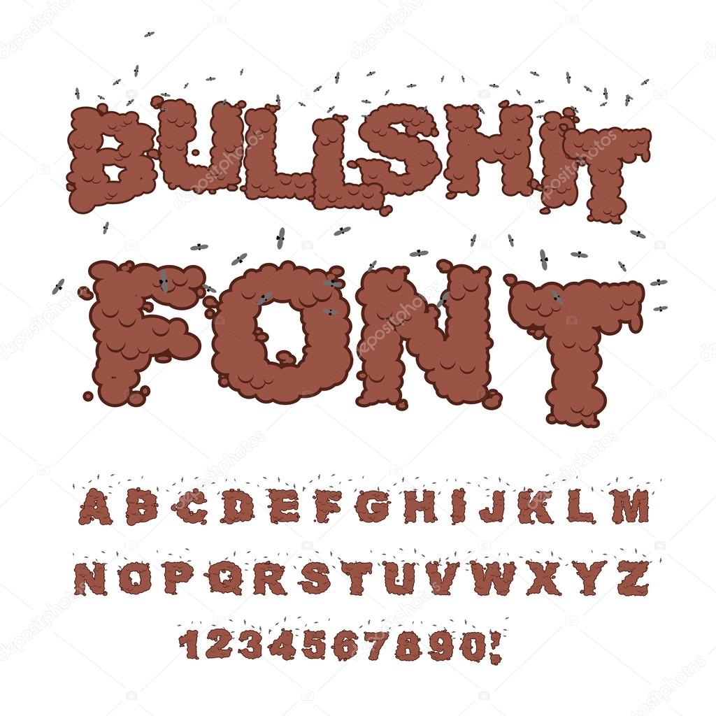 Fuente de mierda. Alfabeto de caca con moscas. Mierda de alfabeto y en ...