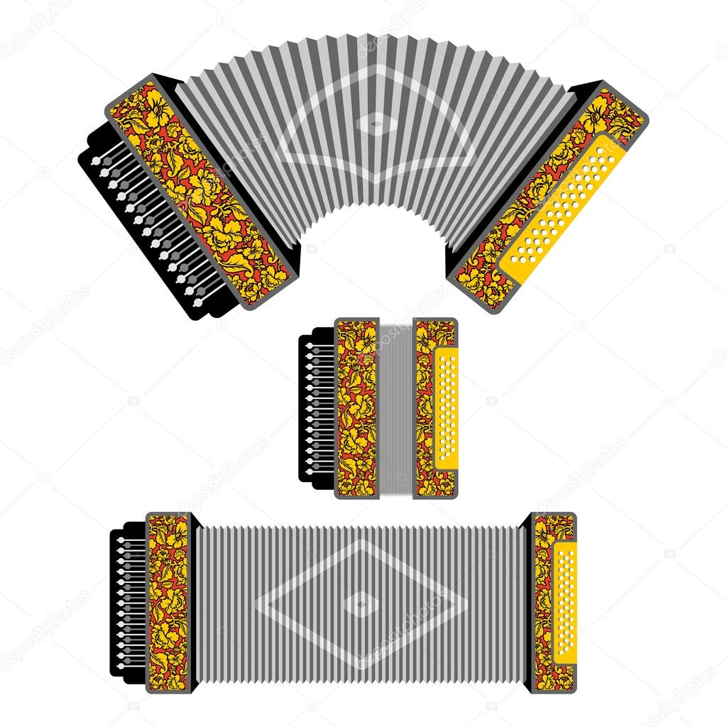 Russian accordion musical instrument. harmonic National folk ju Stock ...