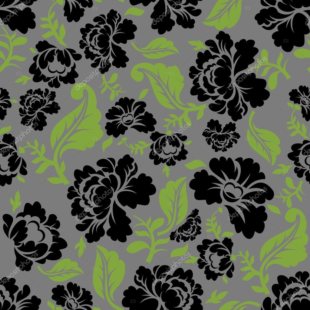 Black Rose seamless pattern. Retro floral texture. Vintage Flora Stock ...