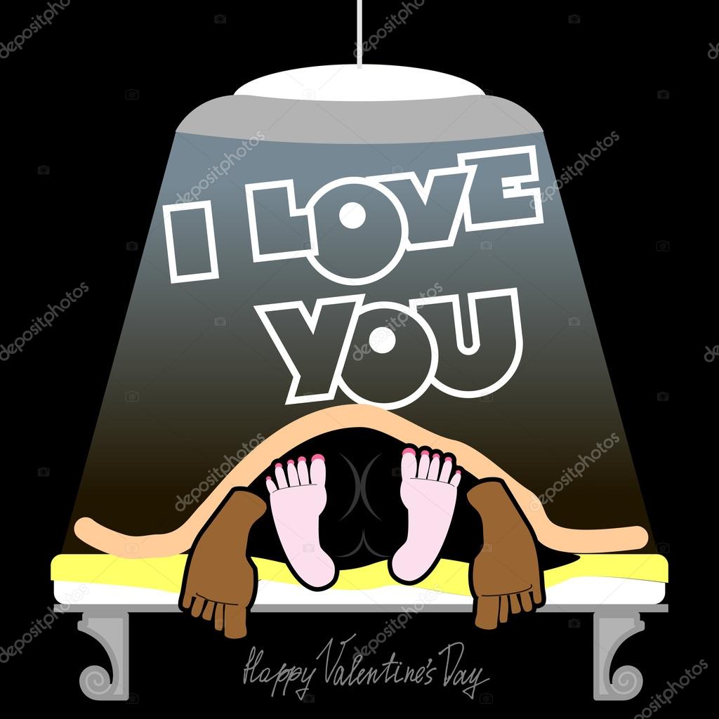 Valentine Joyful Unusual Valentines Day Card A Funny Dark Background Sex On A Bed Love And