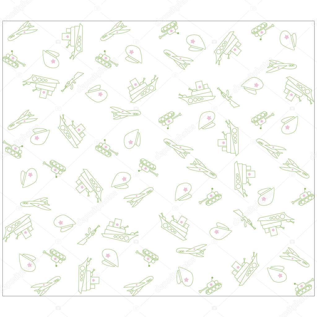 Military Background army seamless pattern. Tank, plane, cap, weapons ...