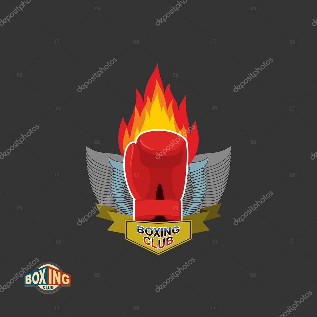 Boxing labels. Boxing gloves emblem Club Stock Vector Image by ...