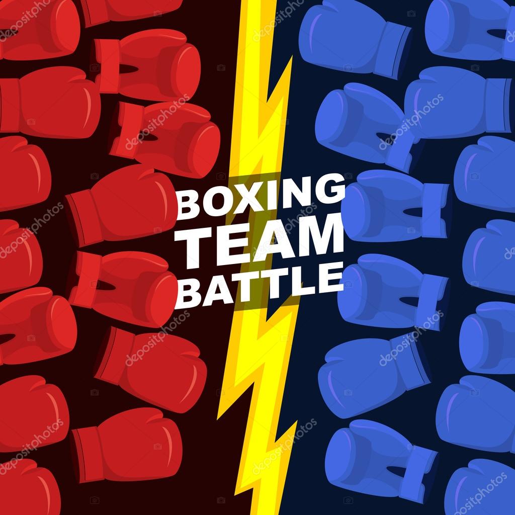 Boxing team battle. Blue and Red boxing gloves. Vector illustrat ...