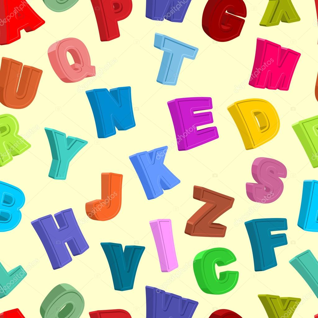 ABC Seamless pattern. Coloured letters background. Vector illust Stock ...