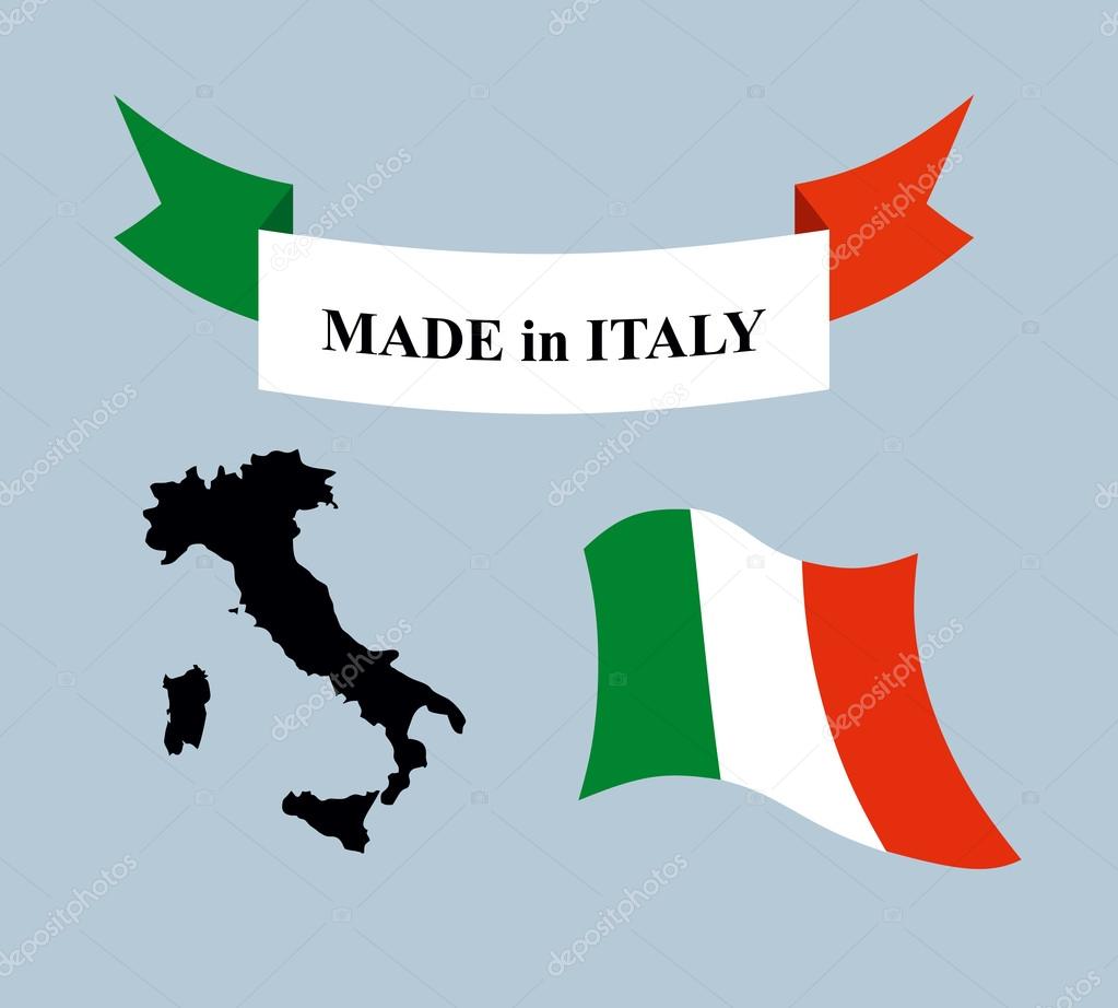 Set template for Italy. Map of Italy. Ribbon made in Italy. Logo ...