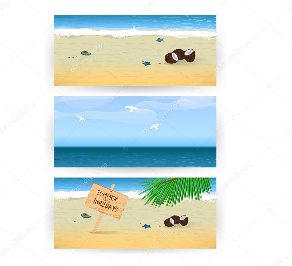 Summer beach banners Stock Vector by ©ponomarenko 73636159