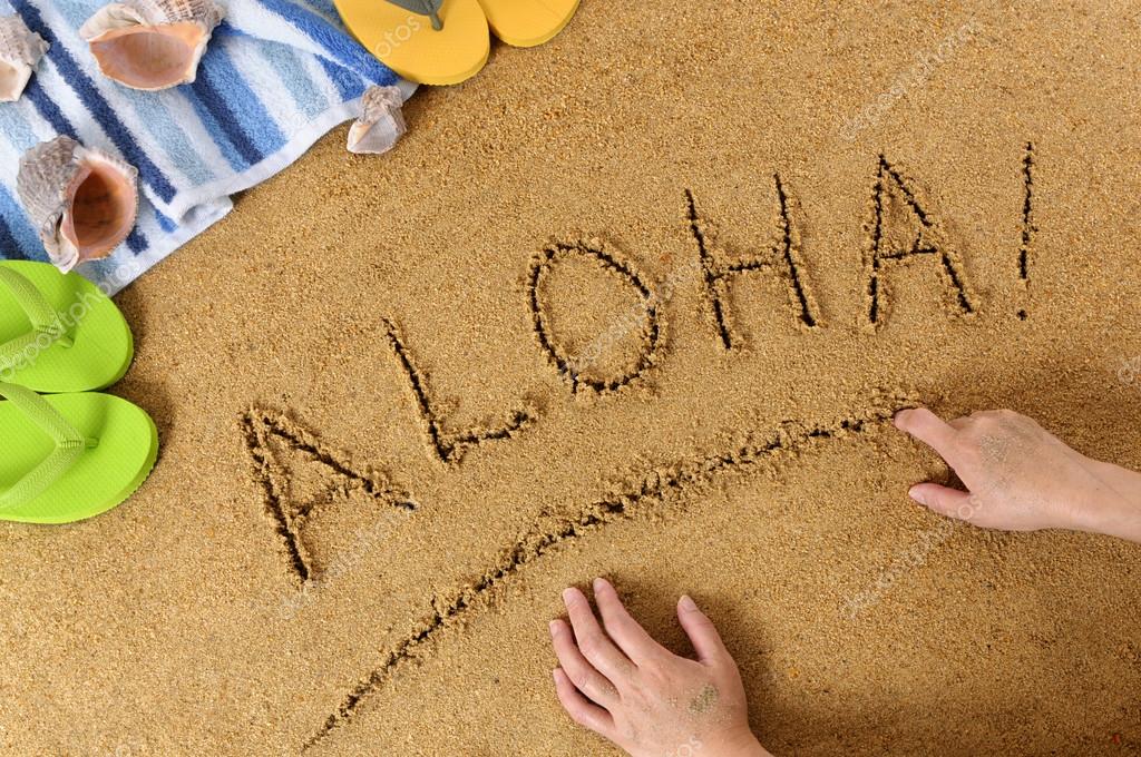 Aloha beach writing Stock Photo by ©david_franklin 65838541