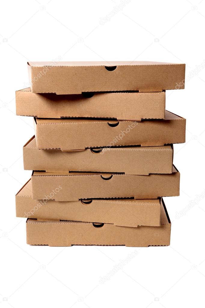 Stack of brown pizza boxes Stock Photo by ©david_franklin 65855609