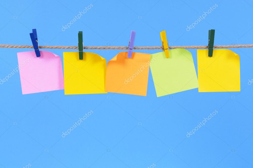 Blank sticky notes on a rope Stock Photo by ©david_franklin 65949949