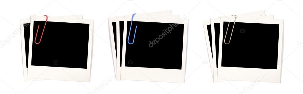 Blank photo prints with paperclips — Stock Photo © david_franklin #65953973