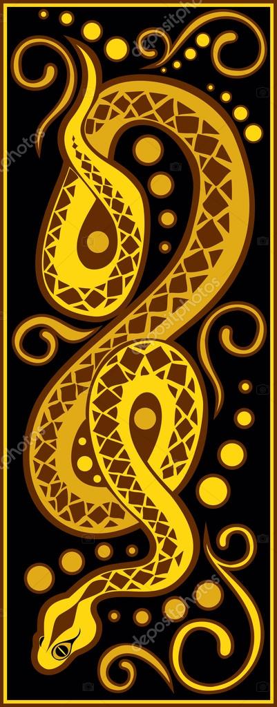 Stylized Chinese horoscope black and gold - snake Stock Vector Image by ...