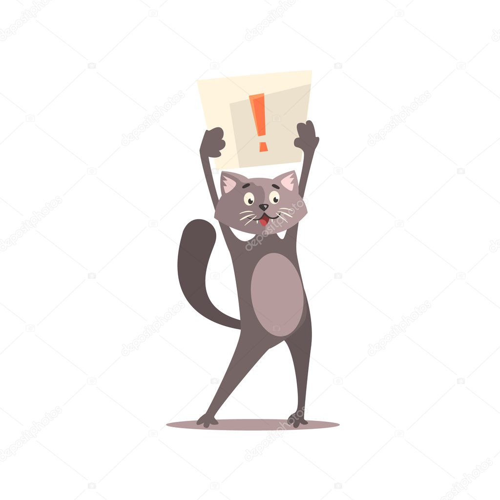 Cat Holding Paper With Exclamation Point Stock Vector by ©TopVectors ...