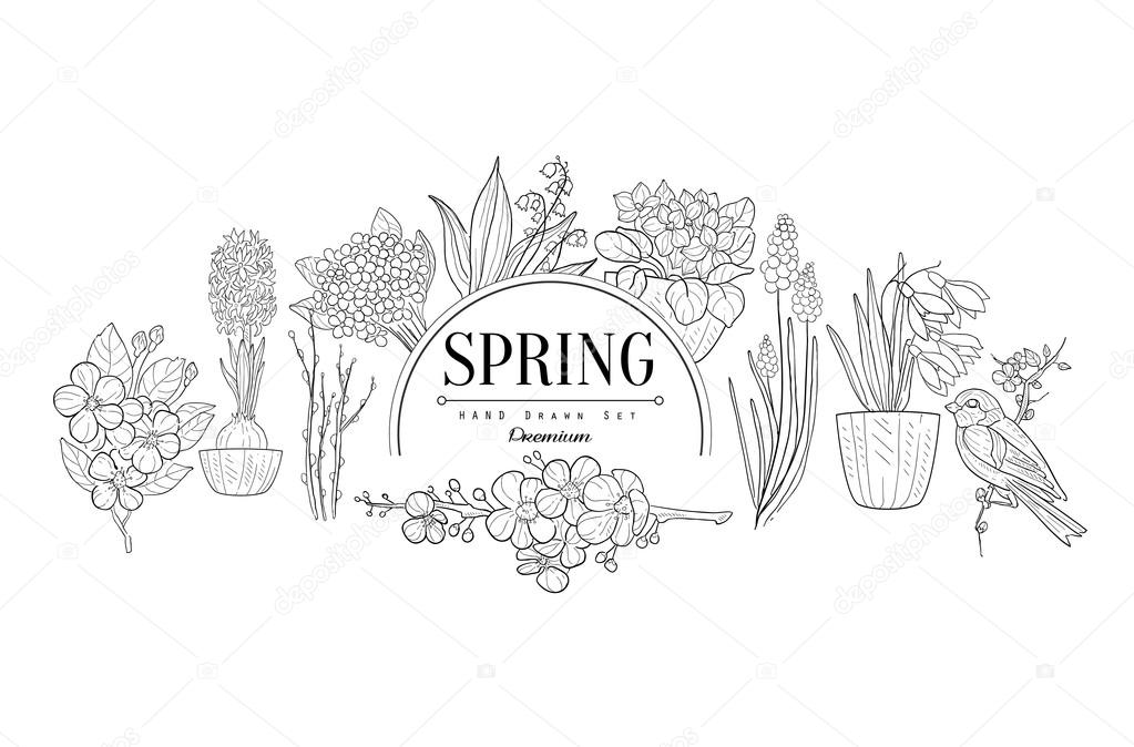 Spring Set Vintage Sketch Stock Vector Image by ©TopVectors #106388604