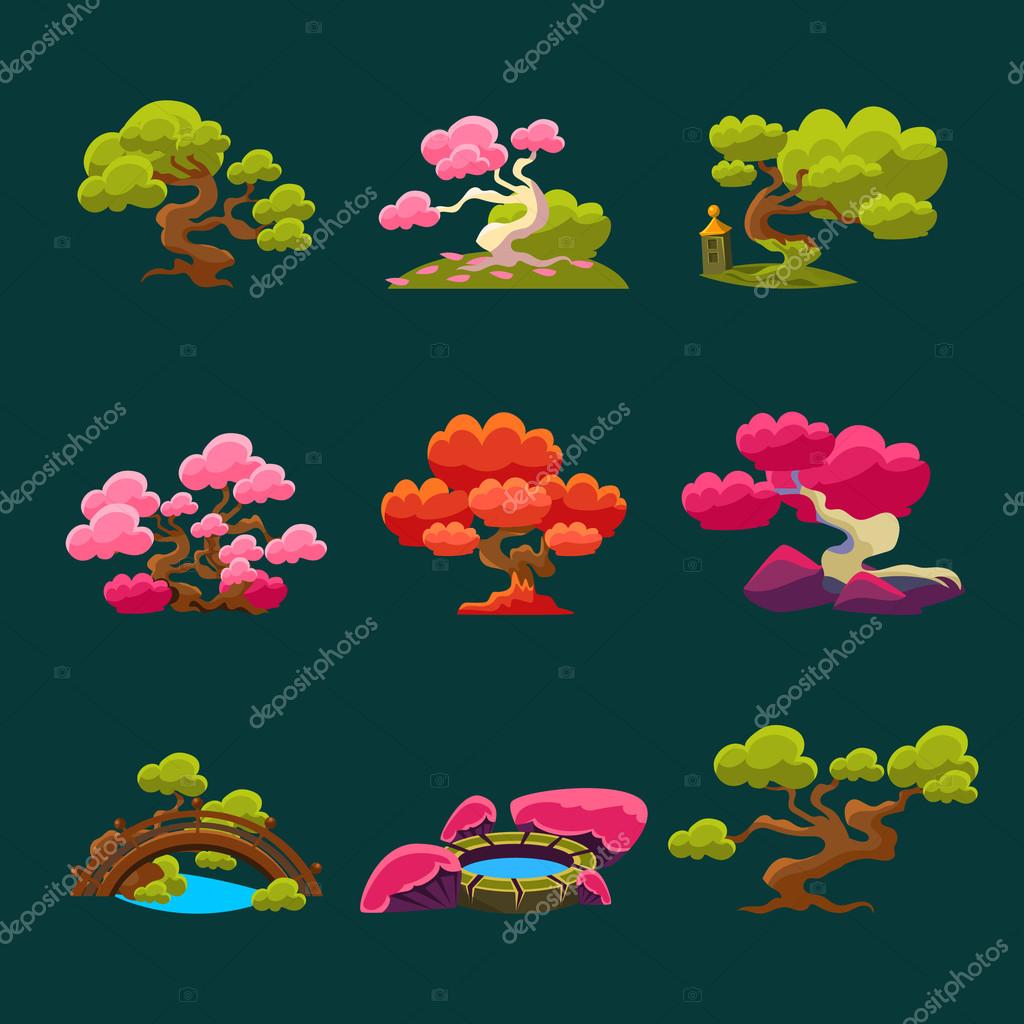 Trees In Japanese Style Set Stock Vector Image by ©TopVectors #113635180