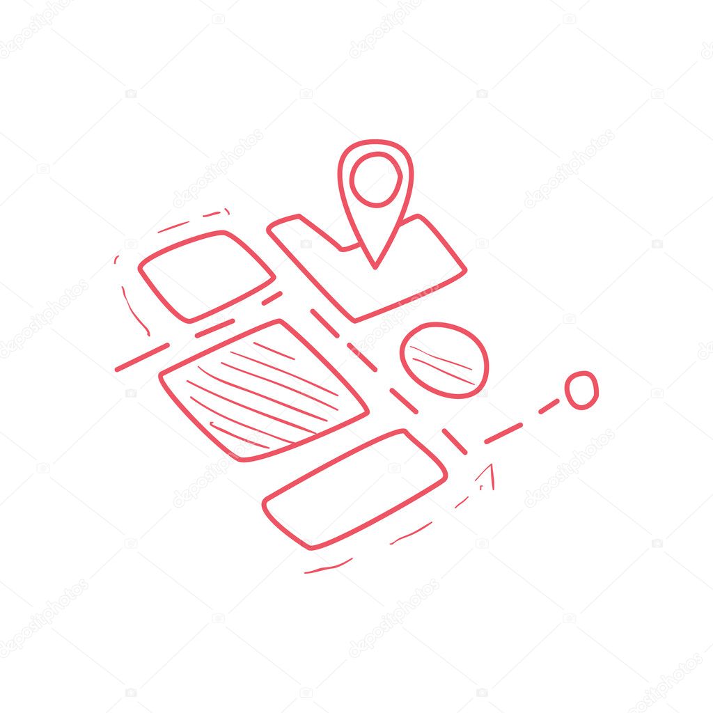 On-line Map Part With Marked Destination Stock Vector by ©TopVectors ...