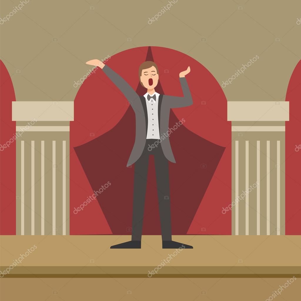 Cantante de la ópera en teatro clásico — Archivo Imágenes Vectoriales ...